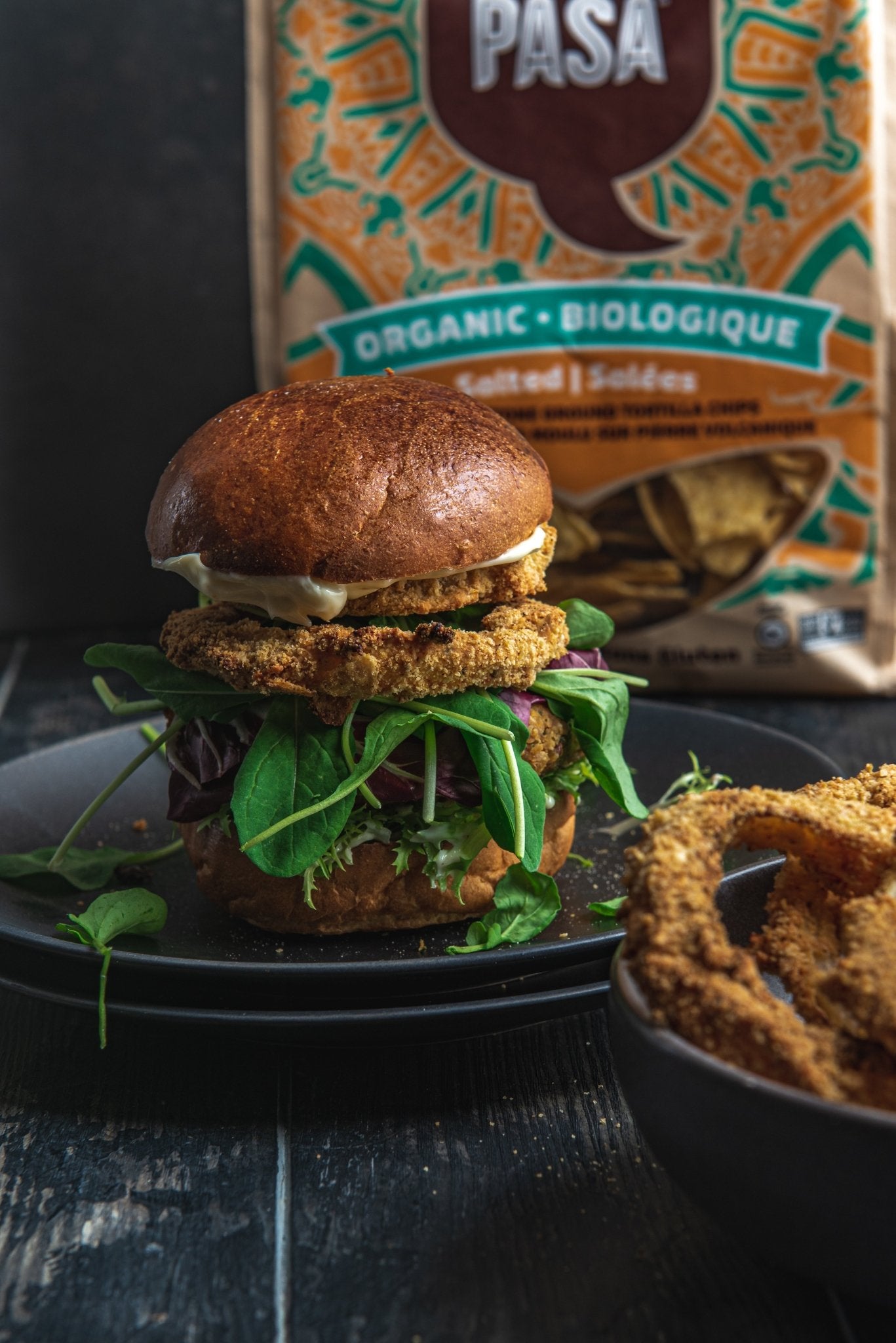 Que Pasa Chickpea Burgers & Onion Rings Recipe – Nature's Path