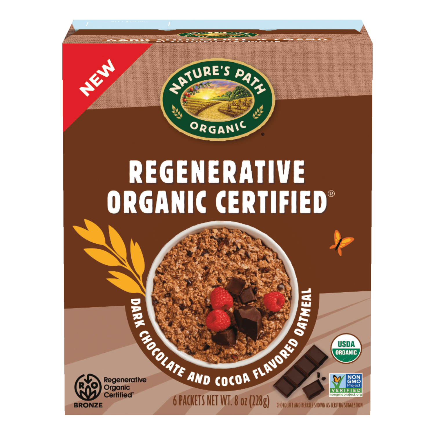 Regenerative Organic Certified Dark Chocolate & Cocoa Instant Oatmeal – Nature's Path